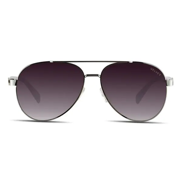 VELVET EYEWEAR Black / Silver Aviator Sunglass Style Bonnie- Silver - Black/silver