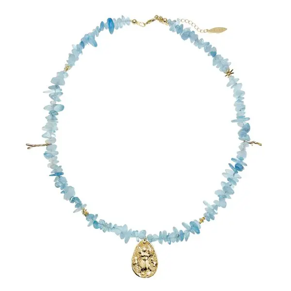 FARRA Irregular Aquamarine Pendant Necklace - Blue