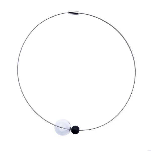 LAURA DAILI Neutrals / Circle – Blown Glass Bubbles Necklace - Black
