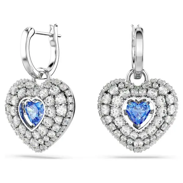 SWAROVSKI Idyllia Heart Shaped Drop Earrings With Crystals - Blue