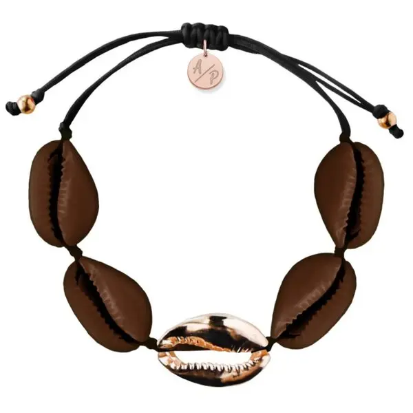 ADRIANA PAPPAS DESIGNS Sleek Shells Bracelet Shiny Rose Gold - Brown