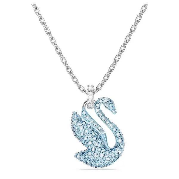 SWAROVSKI Swan Pendant Necklace With Dark Zirconia - Blue