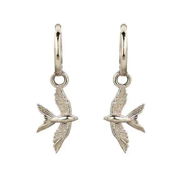 CHARLOTTE'S WEB JEWELLERY Swallow In Flight Hoop Earrings - Silver