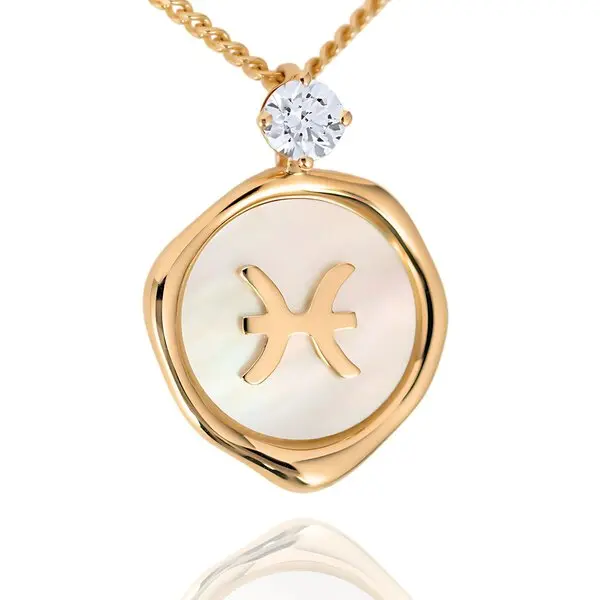 HINCH & LIU Pisces Zodiac Necklace Diamond Necklace In Vermeil - Gold