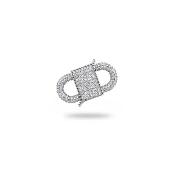 JAREDJAMIN Double Clasp Carabiner Clear Cz - Silver