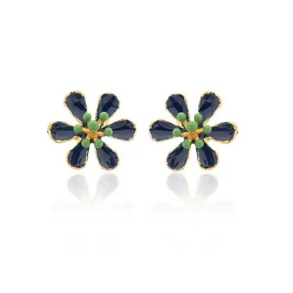 MILOU JEWELRY Navy Scarlet Flower Earrings - Blue