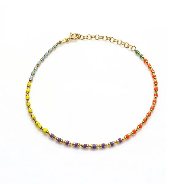 SPERO LONDON Sterling Silver Enamel Mine Beaded Colourful Rainbow Bracelet - Gray