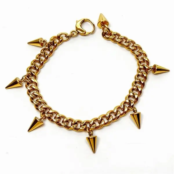 JAGGED HALO JEWELRY Fallon Spike Stainless Steel Bracelet Yellow Gold Plated - Silver