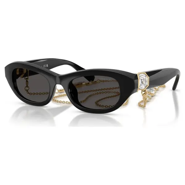 SWAROVSKI Cat Eye Sunglasses With Octagonal Crystals - Black