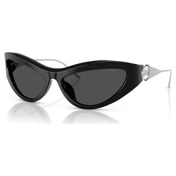 SWAROVSKI Square Frame Sunglasses With Gold-tone Embellishments - Black