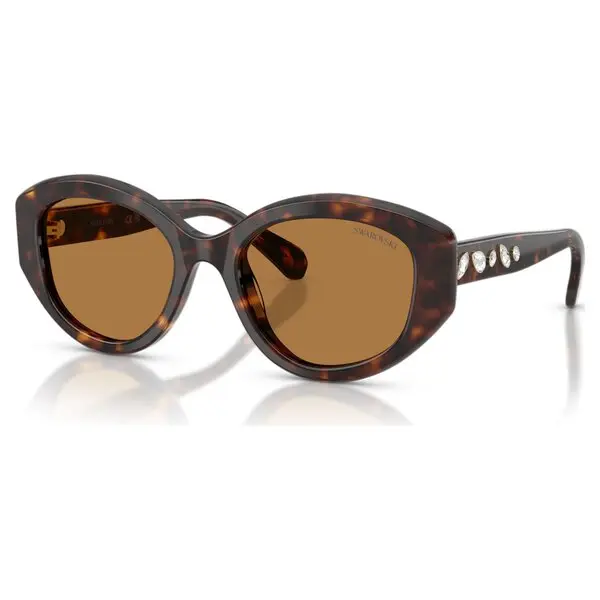 SWAROVSKI Square Frame Sunglasses With Gold-tone Embellishments - Brown