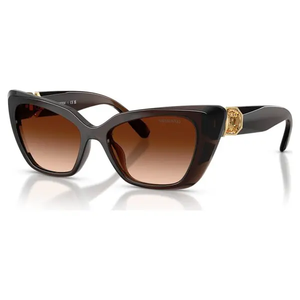 SWAROVSKI Square Frame Sunglasses With Gold-tone Embellishments - Brown