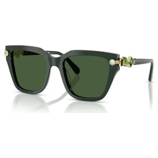 SWAROVSKI Square Frame Sunglasses With Gold-tone Embellishments - Green