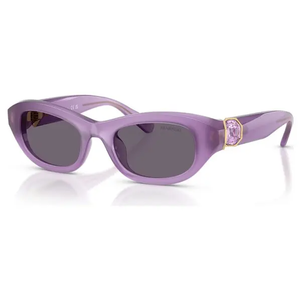 SWAROVSKI Square Frame Sunglasses With Gold-tone Embellishments - Purple
