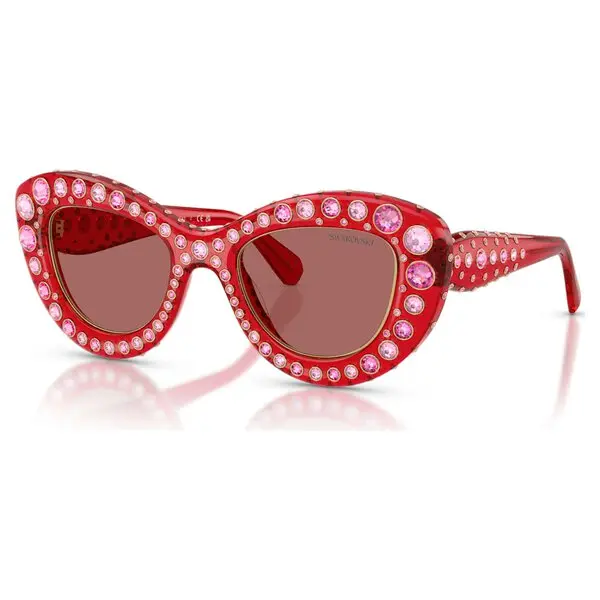 SWAROVSKI Cat Eye Embellished Sunglasses - Red