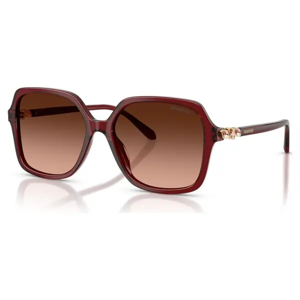 SWAROVSKI Square Frame Sunglasses With Gold-tone Embellishments - Red