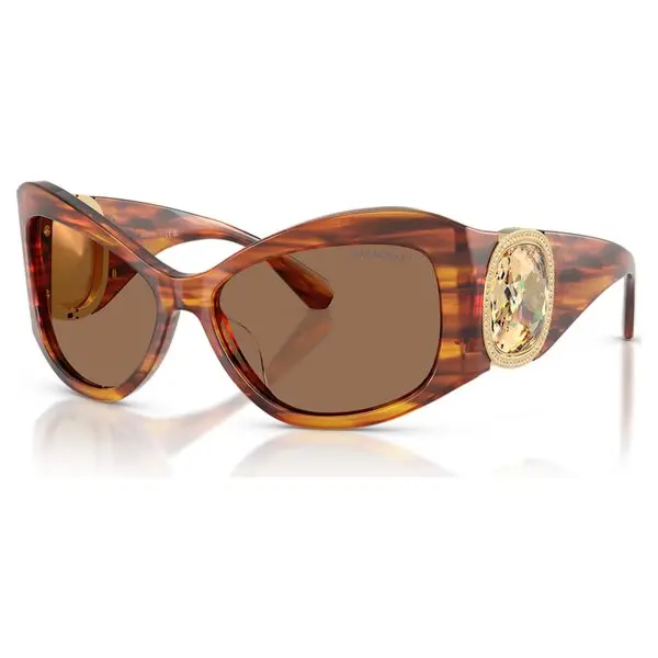 SWAROVSKI Square Frame Sunglasses With Gold-tone Embellishments - Red