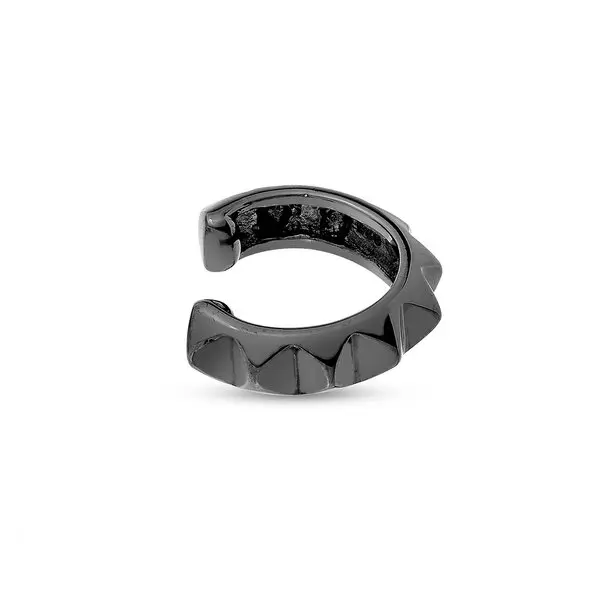 SALLY SKOUFIS Honeycomb Ear Cuff In Rhodium - Black