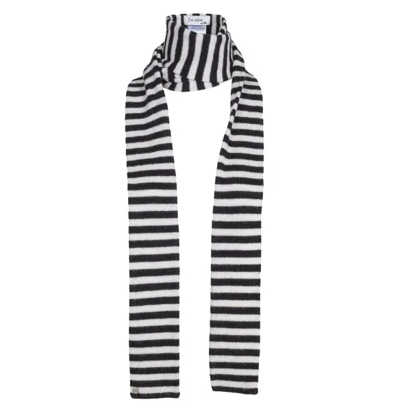 TIRILLM Pippi Long Trendy Pure Cashmere Scarf, And Off White Stripes - Black