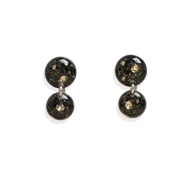 KATE KOEL Black / Grey Galaxy Double Circle Stud Earrings - Black/grey