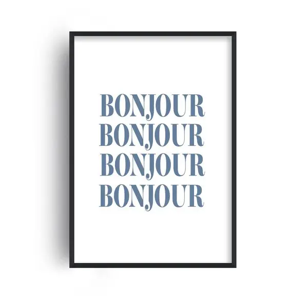 FANCLUB Bonjour French Giclée Art Print A2 - Blue