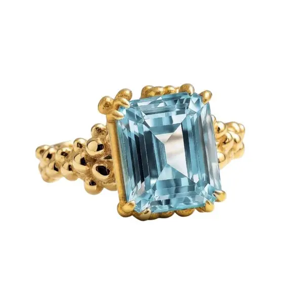DAINTY LONDON Sky Blue Topaz Ring Aurelia - Gold