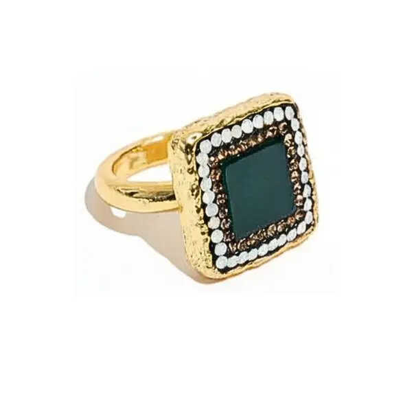 ORNARE THE LABEL Stella Ring – Green Agate - Gold