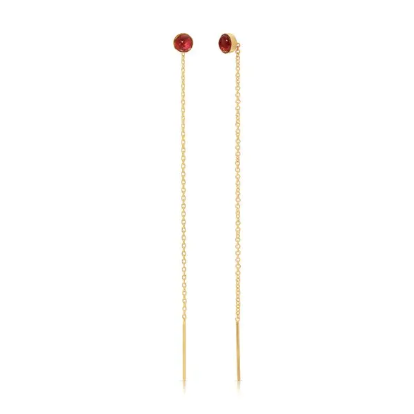 HEATHER HAWKINS Speedway Four Millimeter Gemstone Threader Post Earrings October Birthstone Gold-filled Tourmaline - Pink