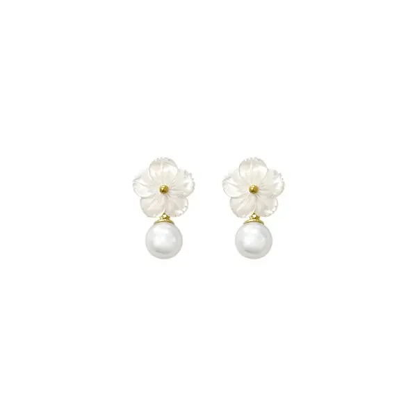 ALEGORIA JEWELLERY White / Gold Cleito Earrings White Pearl - White/gold