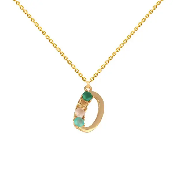 LAVANI JEWELS Multicolored Initial O Necklace - Yellow