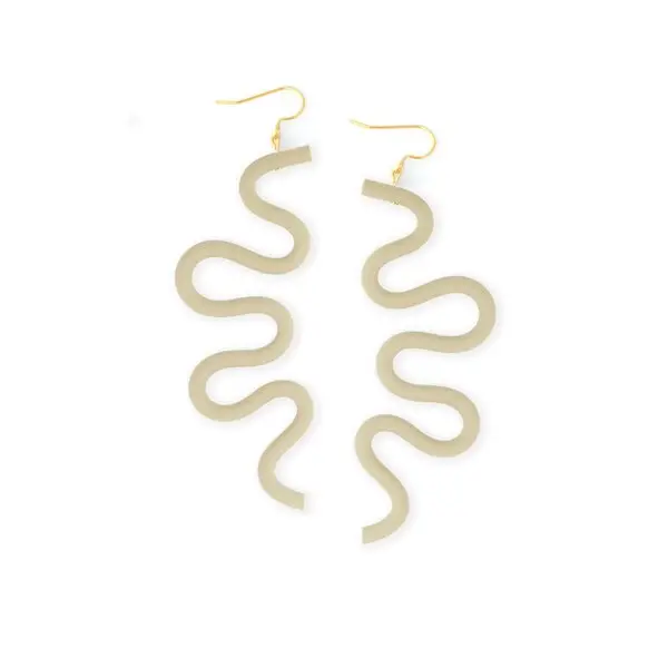 BY CHAVELLI Neutrals / Grey / Brown Small Tube Squiggles Dangly Earrings In Taupe - Grey/brown
