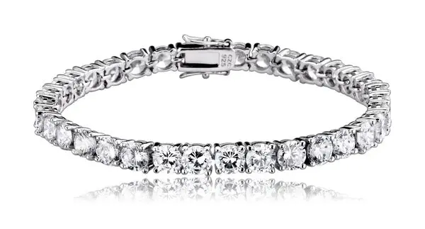 GENEVIVE Sterling Silver Gold Plated With Cubic Zirconia Tennis Bracelet - White