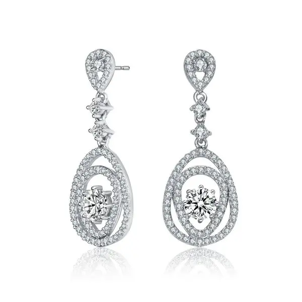 GENEVIVE White / Silver Arc Etoile Drop Earrings - White/silver