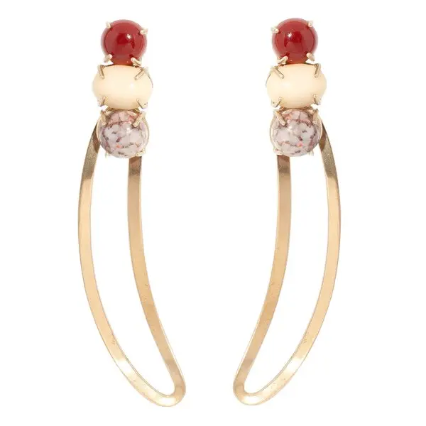 CASTLECLIFF Neutrals / Ondine Earrings – Sculptural Recycled Brass Earrings With Vintage Blush Glass Stones - Gold