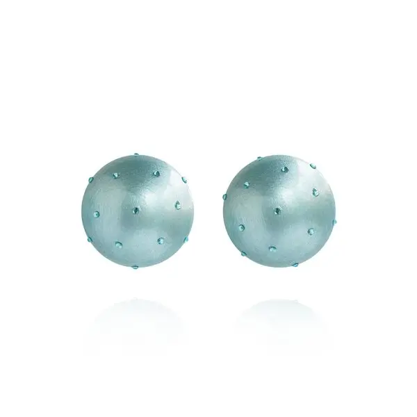 SAULE LABEL Gaia Midi Crystal Earrings In Aqua - Blue