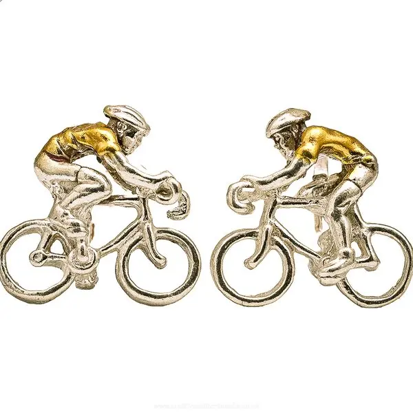 SIMON KEMP JEWELLERS Cyclist Cufflinks In. Eighteen Carat Gold On Solid Sterling - Silver