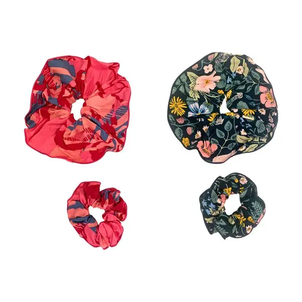 Pink Haley Set Of Four And Botanical Scrunchies - Pink