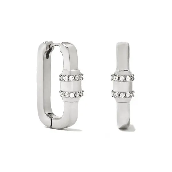BERMUDA WATCH COMPANY Maivelle Rowan Carabiner Huggie Earrings With Cubic Zirconia - Silver