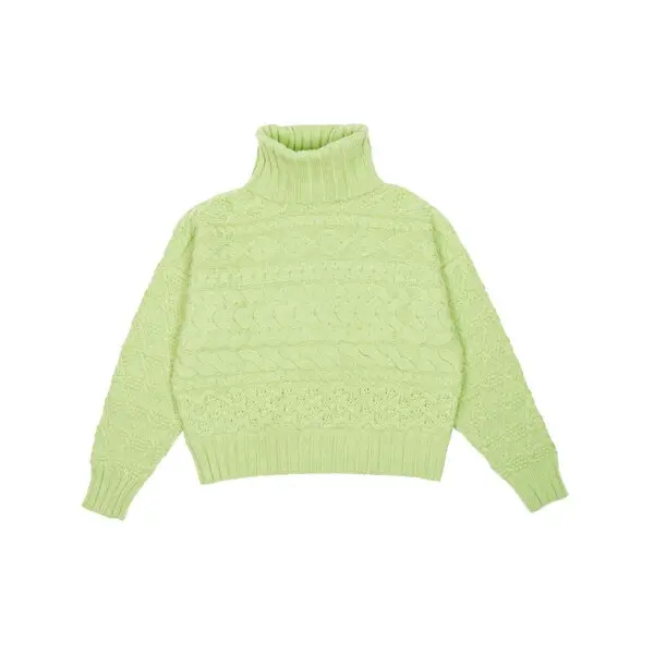 GIGI KNITWEAR Cable Sweater In Lime - Green