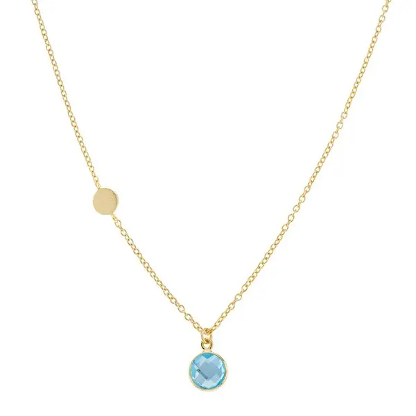 AUREE JEWELLERY Salina Gold Vermeil Disc & Topaz Necklace - Blue