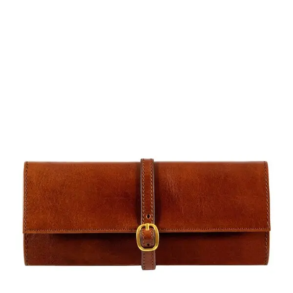 TIME RESISTANCE Cognac Leather Jewelry Case Madame Bovary - Brown