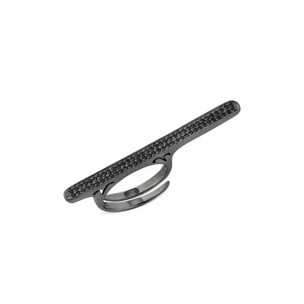 SALLY SKOUFIS Destiny Ring With Made Cz Diamond Stimulant In Sterling Silver & Premium Rhodium - Black