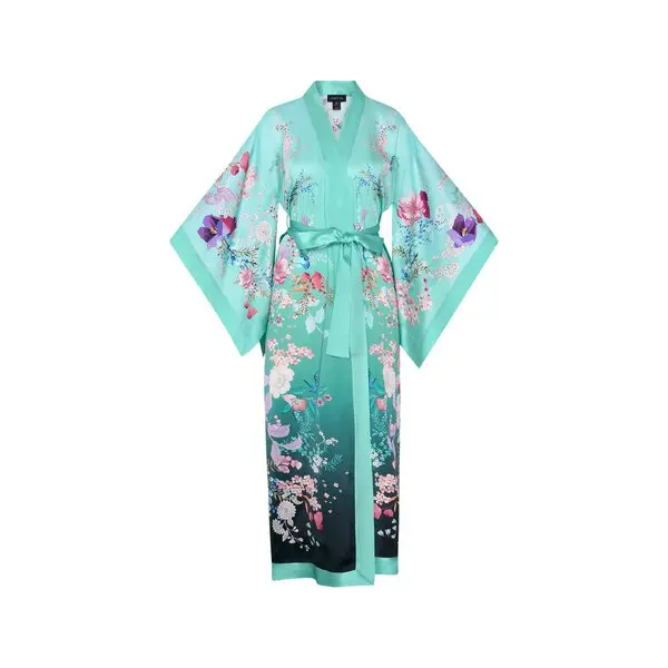 MENG Ombre Silk Satin Kimono - Green