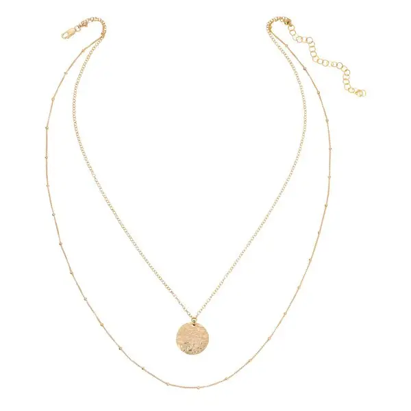 HEATHER HAWKINS Draped Hand Hammered Coin Necklace Filled - Gold