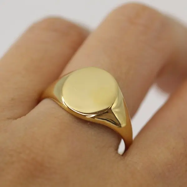 VICSTONENYC FINE JEWELRY Bold And Big Oval Signet Yellow Vermeil Ring For - Gold