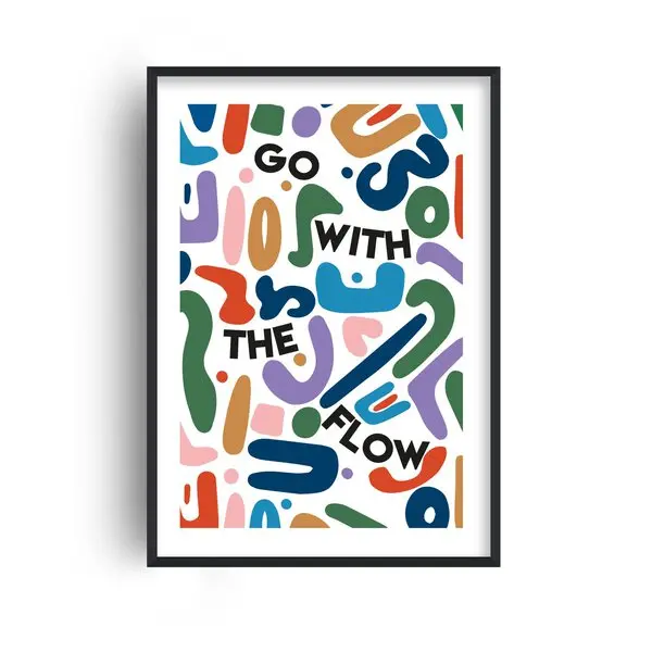 FANCLUB Go With The Flow Retro Art Print A2 - White