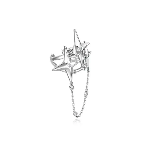 RETRO CHIC White Starry Ring - Silver