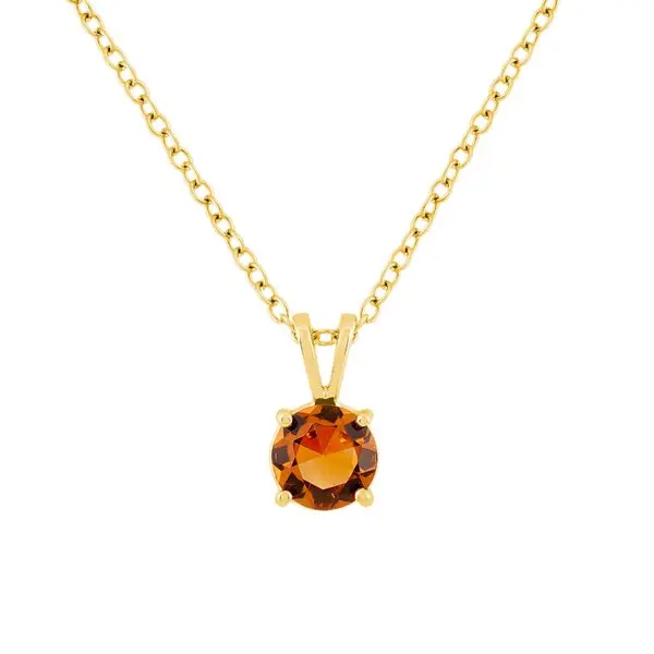 AVIR NEW YORK Solid Yellow Gold Citrine Necklace One Carat Total Weight With Adjustable Necklace - Orange