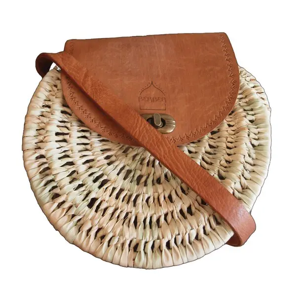 BERBER LEATHER Neutrals The Safi Rattan Cross-body Bag Loose Weave - Black