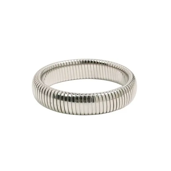 MISS CECILIA Ribbed Flex Bangle - Silver